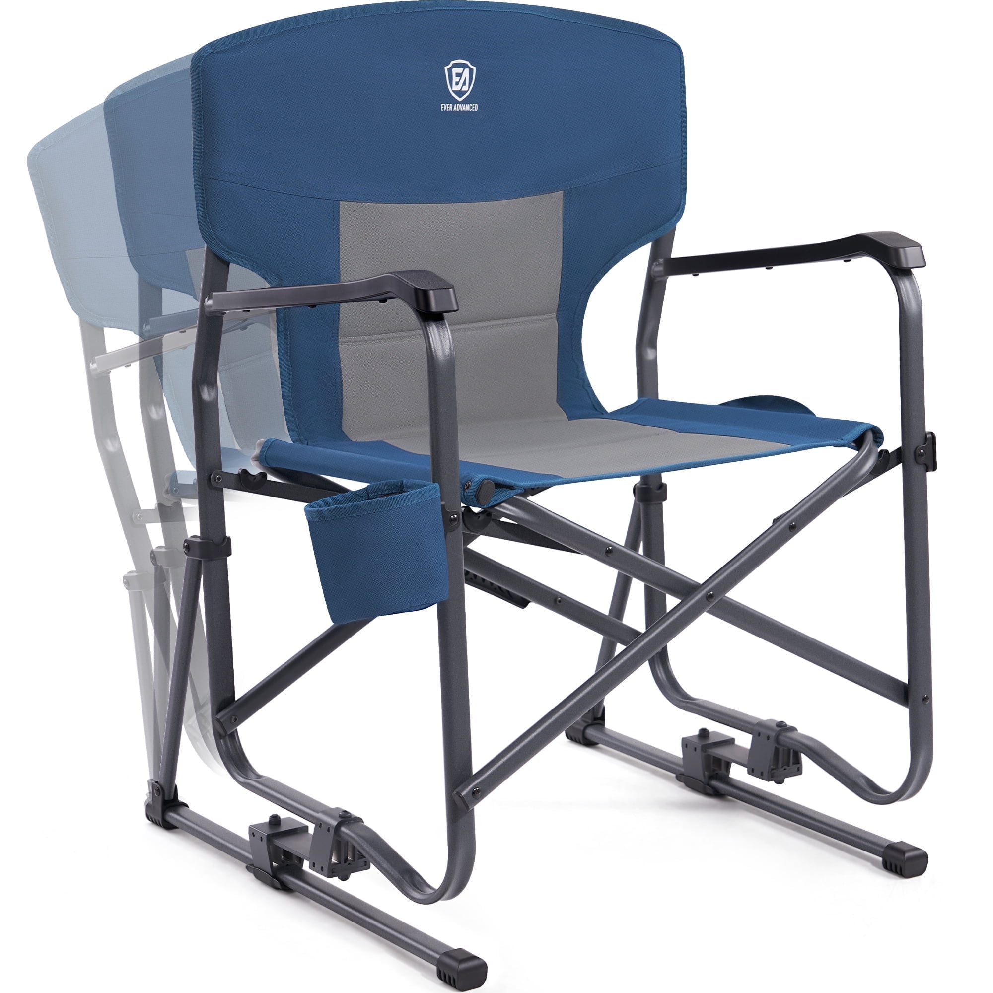 EVER ADVANCED Rocking Camping Chair, Outdoor Folding Rocker with Cup ...