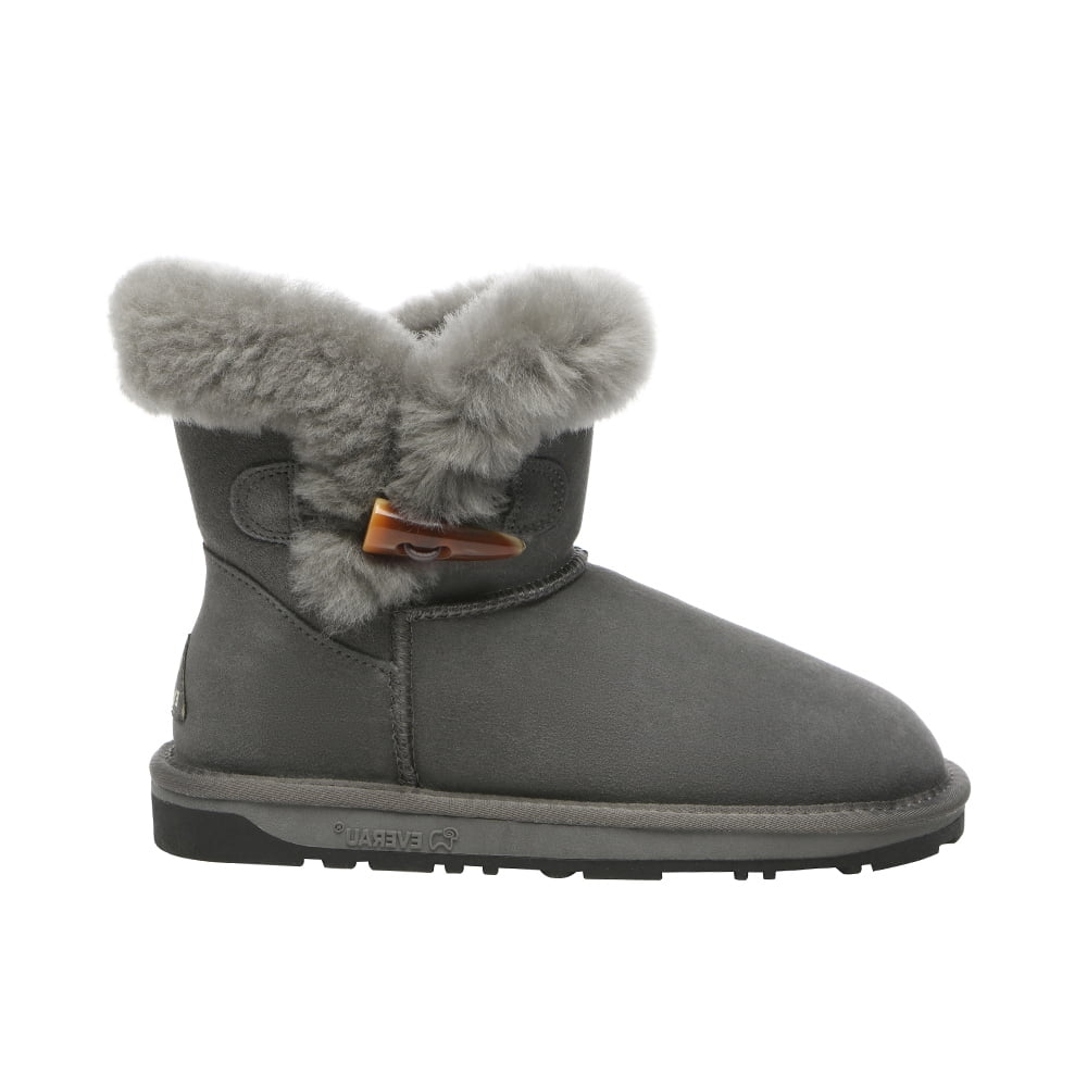 EVER AU Women Robin Horn Toggle button Mini Boots - Grey - Walmart.com