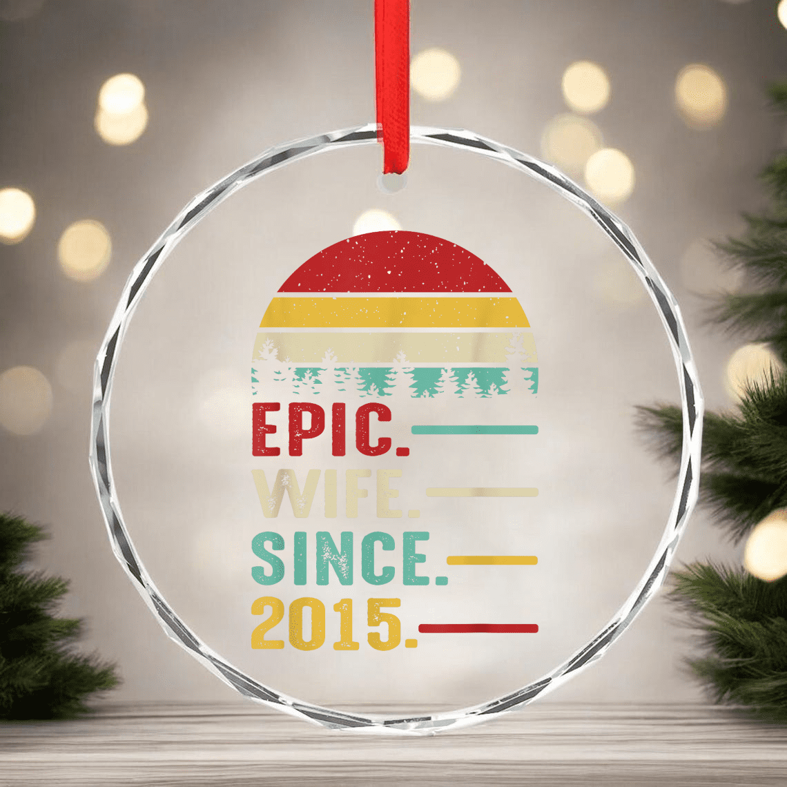 EVERA 10Th Wedding Anniversary Gift Her Wife Since 2015 Ornament Anniversary Gift, CIRCLE Glass ...