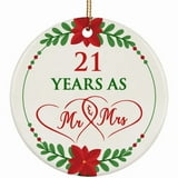 EVERA 21Th Anniversary 21 Years As Mr & Mrs Ornament Chri.Stm.As Wreath ...