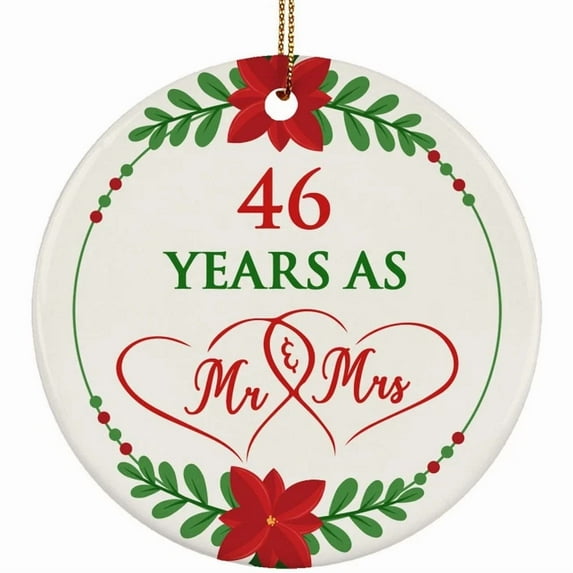 EVERA 46Th Anniversary 46 Years As Mr & Mrs Ornament Chri.Stm.As Wreath Gift Tree Decor 2D FLAT ...