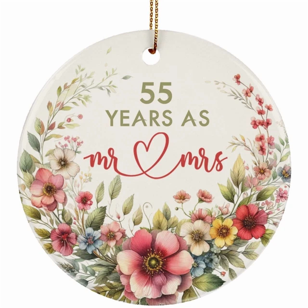 EVERA 55 Years As Mr & Mrs 2025 Ornament 55Th Anniversary Wreath Chri ...