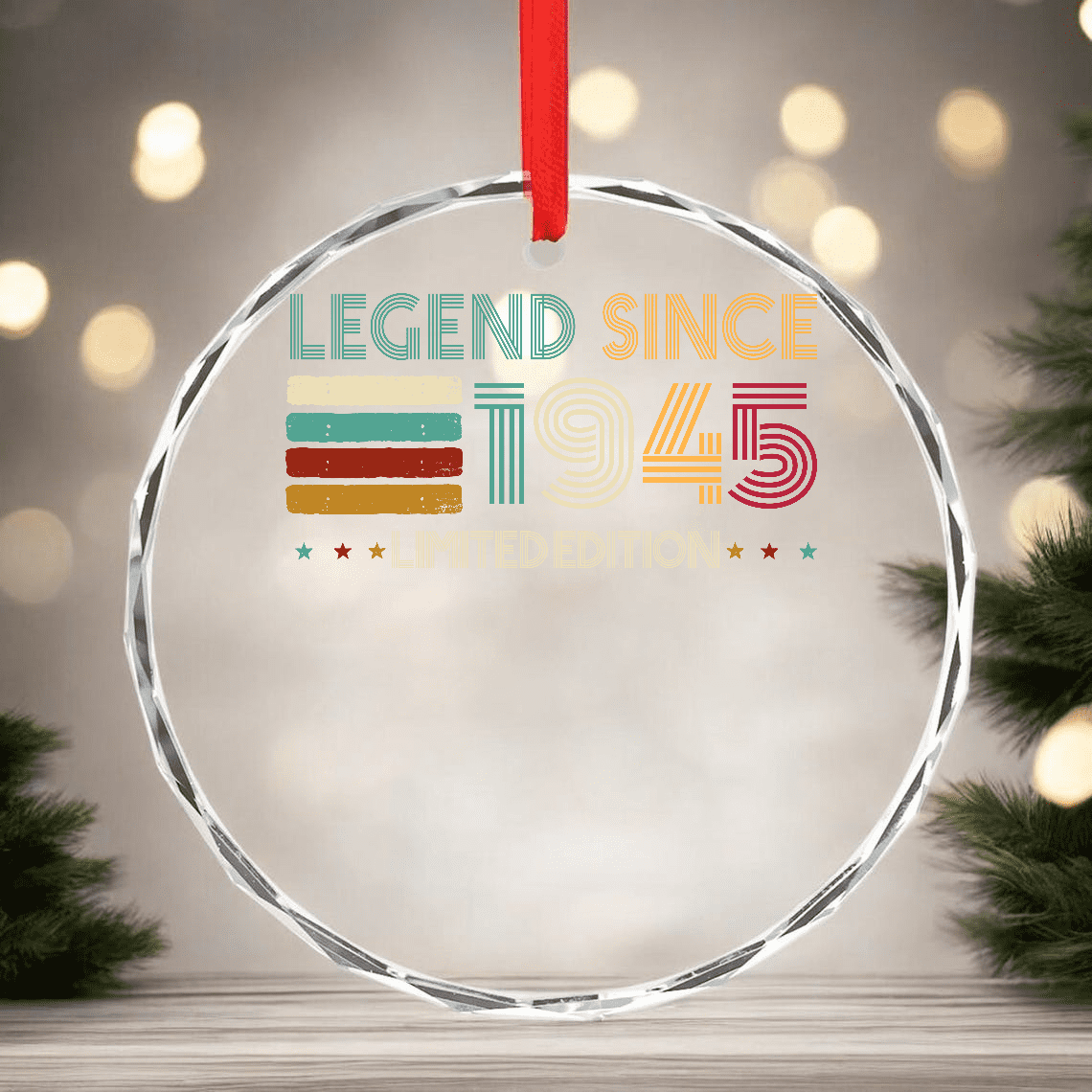 EVERA 80 Years Old Legend Since 1945 80Th Birthday Ornament Anniversary Gift, CIRCLE Glass ...
