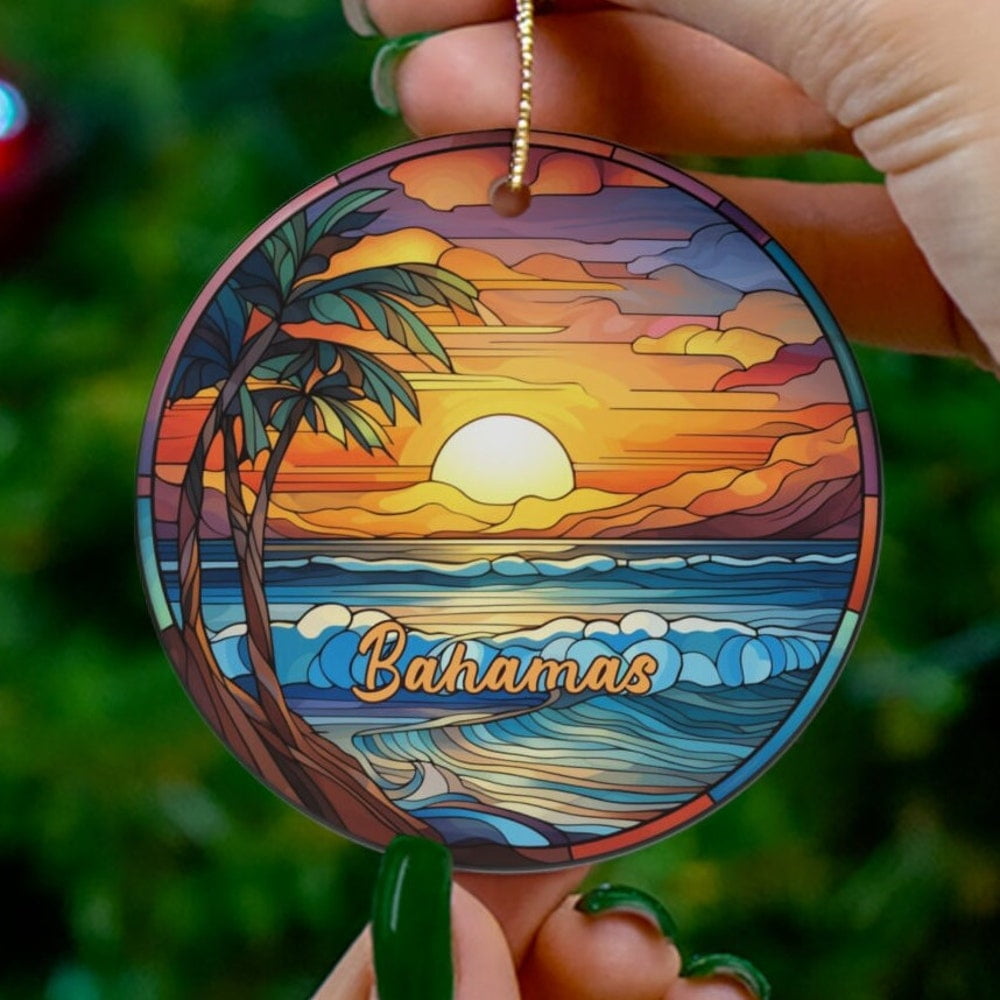 EVERA Bahama Ornament, Faux Stained Glass Chris.Tmas Decoration, Gift ...