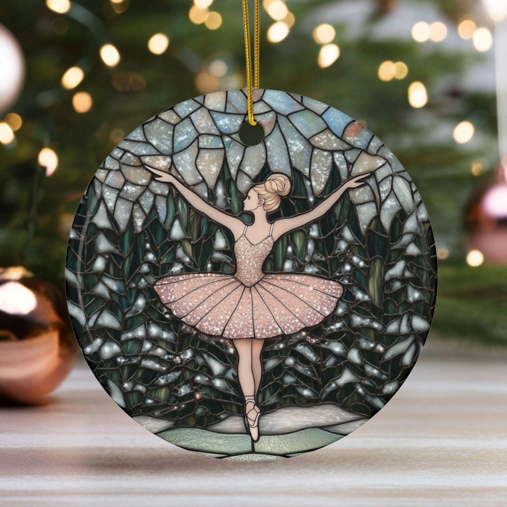 EVERA Ballet Dancer Chris.Tmas Ornament Ballerina Faux Stained Glass ...