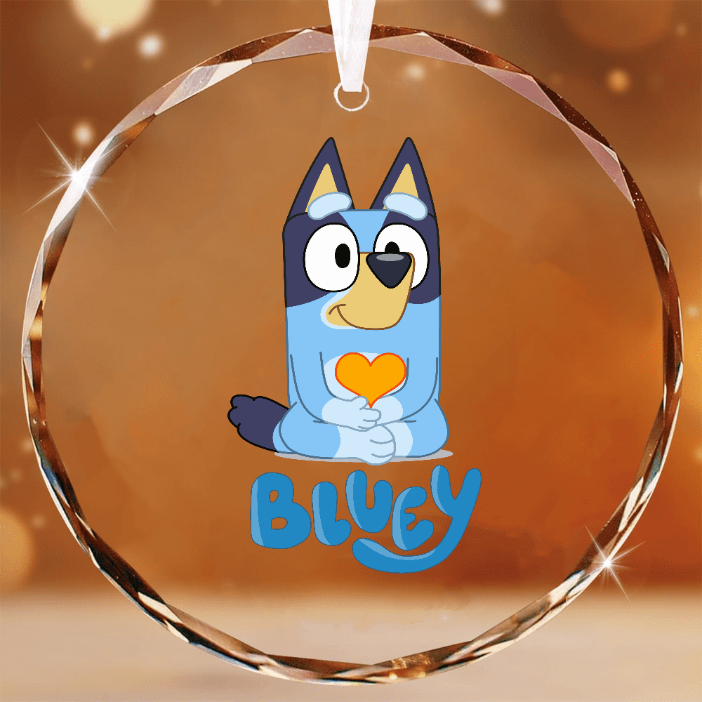 EVERA Bluey Heart Ornament Valentine Design, Chris.Tmas Glass Ornament ...