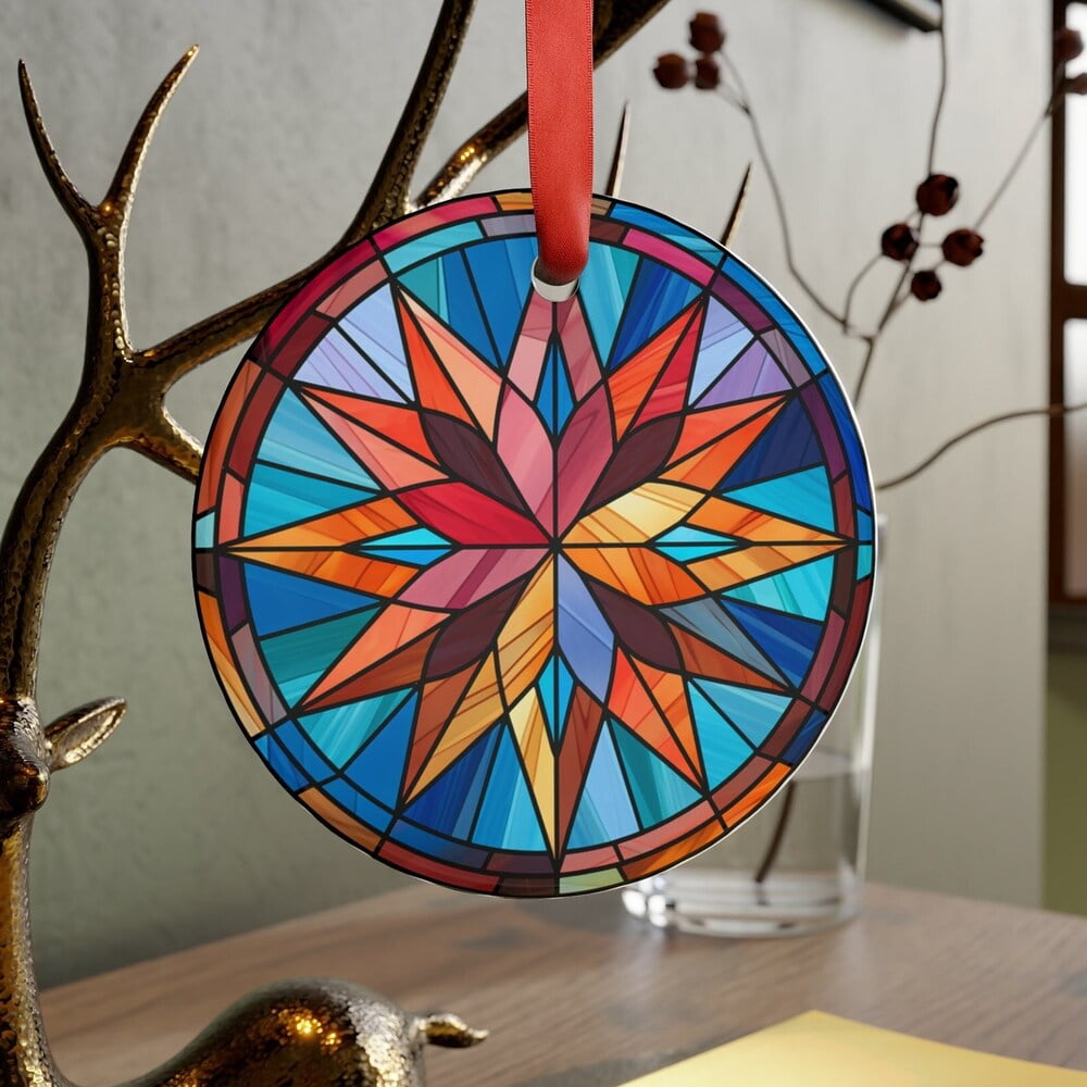 EVERA Chris.Tmas Star Tree Ornament 2025, Faux Stained Glass, Holiday ...