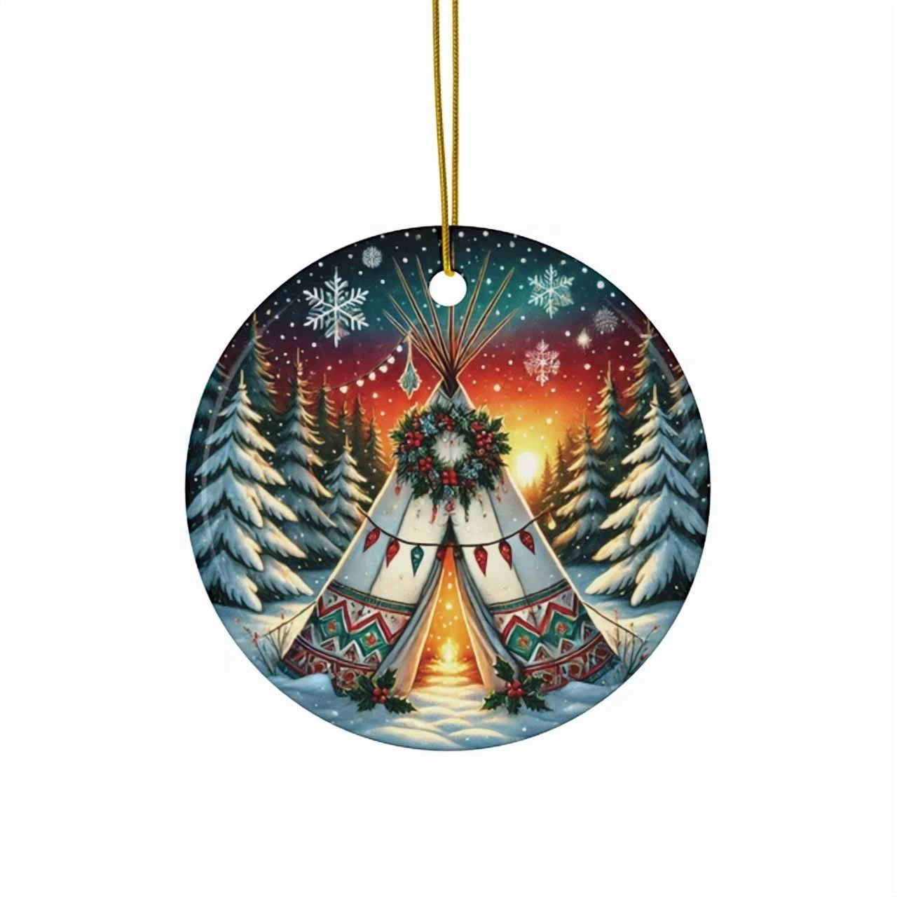 EVERA Chris.Tmas Teepee With Snow And Lights Printed On Ceramic 2D FLAT ...