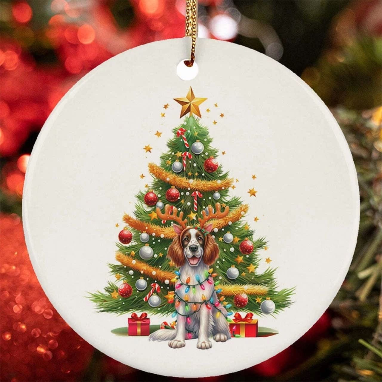 EVERA Cute English Setter Dog Reindeer Antler Light Chri.Stm.As ...