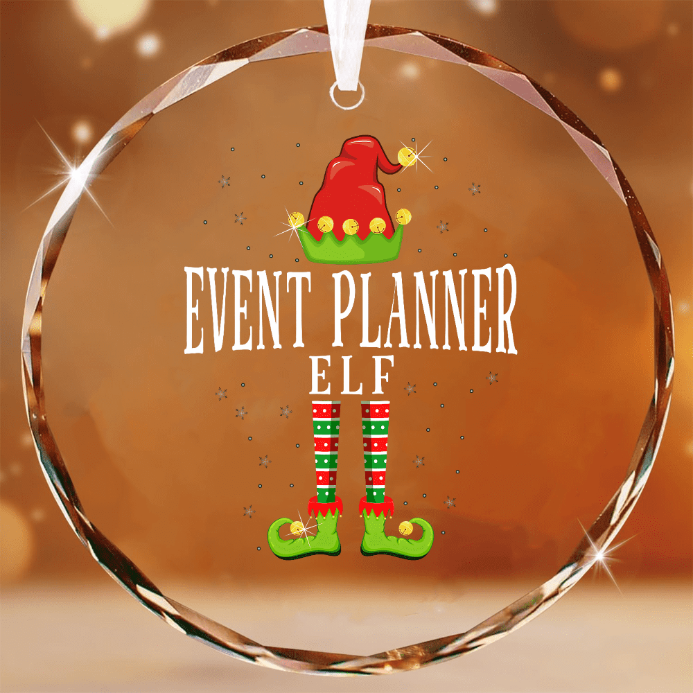 EVERA Event Planner Elf Chris.tmas Chris.tmas Ornament Anniversary Gift, CIRCLE Glass Ornament ...