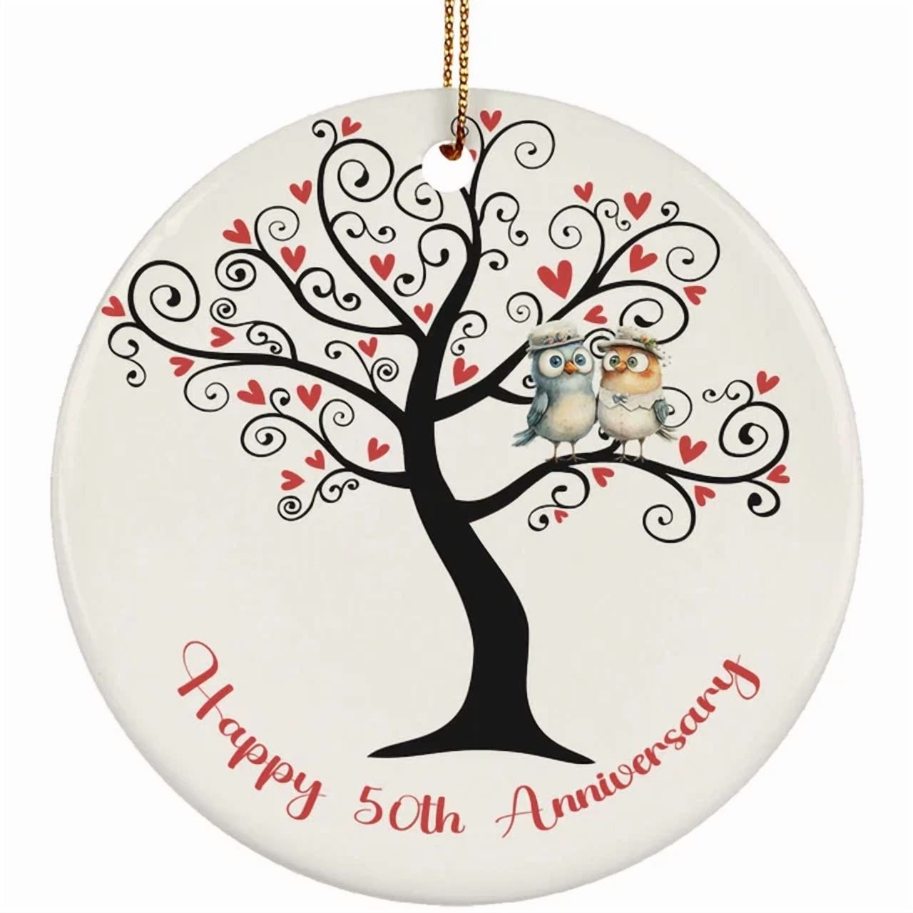 EVERA Funny Bird Couple Love 50 Years Ornament Happy 50Th Anniversary ...