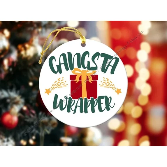 EVERA Gangsta Wrapper Chris.Tmas Ornament, Funny Chris.Tmas Ornaments ...