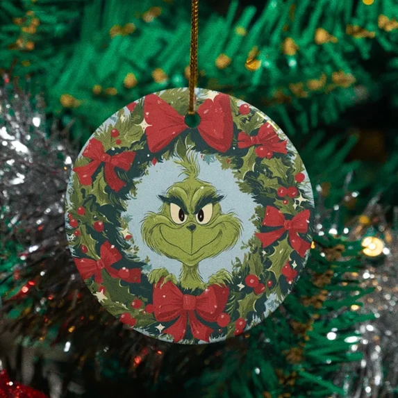 EVERA Grinch Ceramic Xmas Ornament - Xmas Tree Holiday Keepsake Gift ...