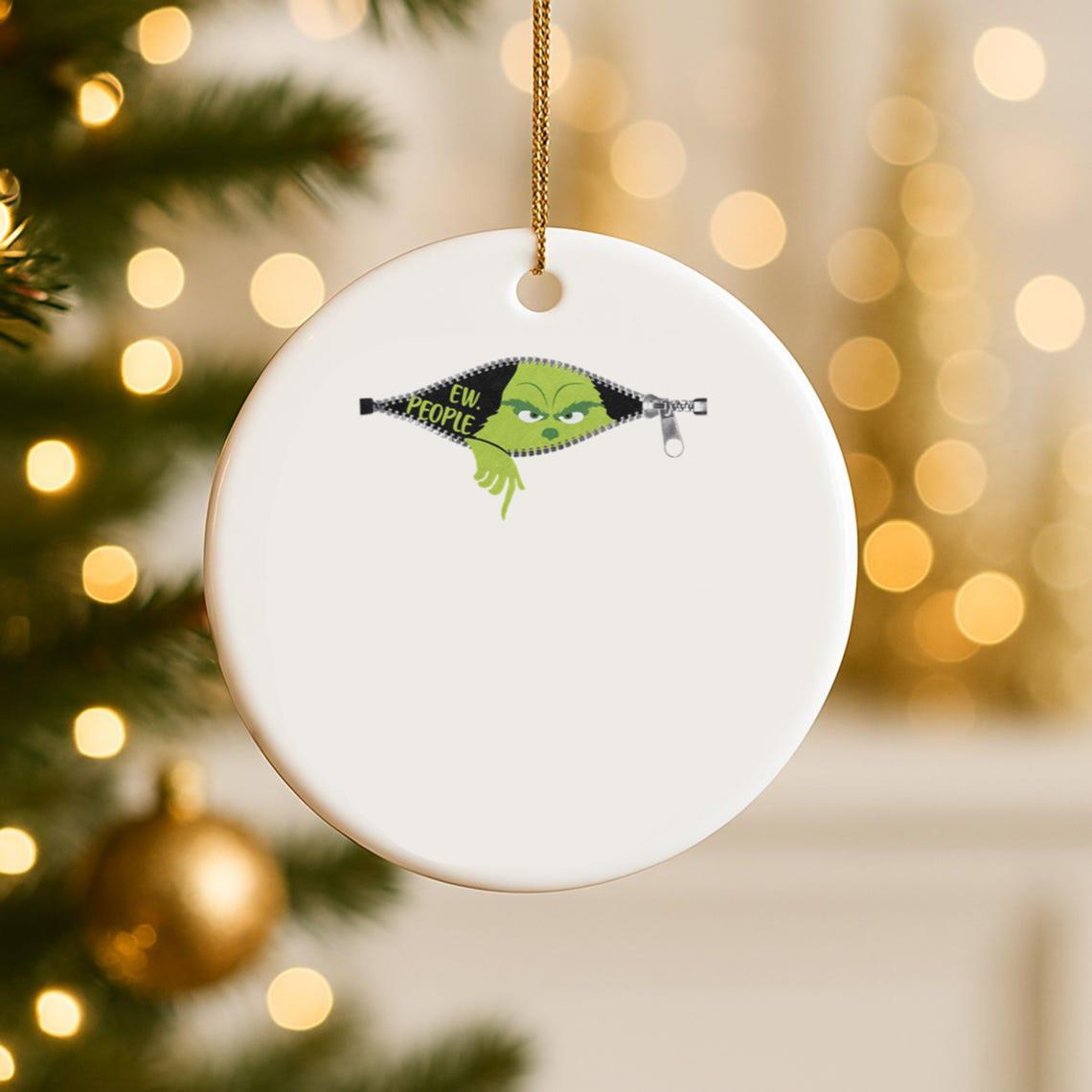EVERA Grinch Embroidered Ornament, Embroidery Grinch Face Ornament ...