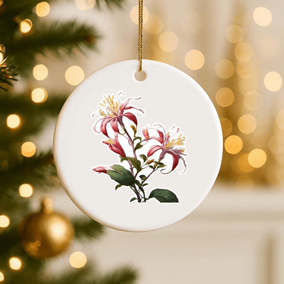 EVERA Honeysuckle Vine Artistic And Stylized Ornament 2D FLAT Ceramic Ornament, Anniversary Gift ...