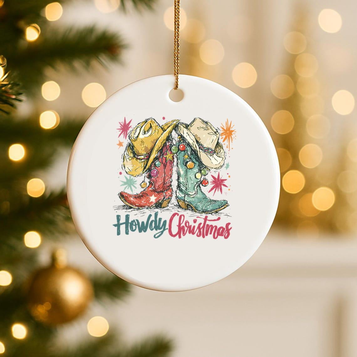 EVERA Howdy Winter Ornament, Western Winter Ornament, Cowboy Boots ...