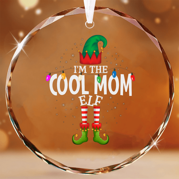 EVERA I'M The Cool Mom Chris.tmas Family Ornament Anniversary Gift, CIRCLE Glass Ornament, Home ...
