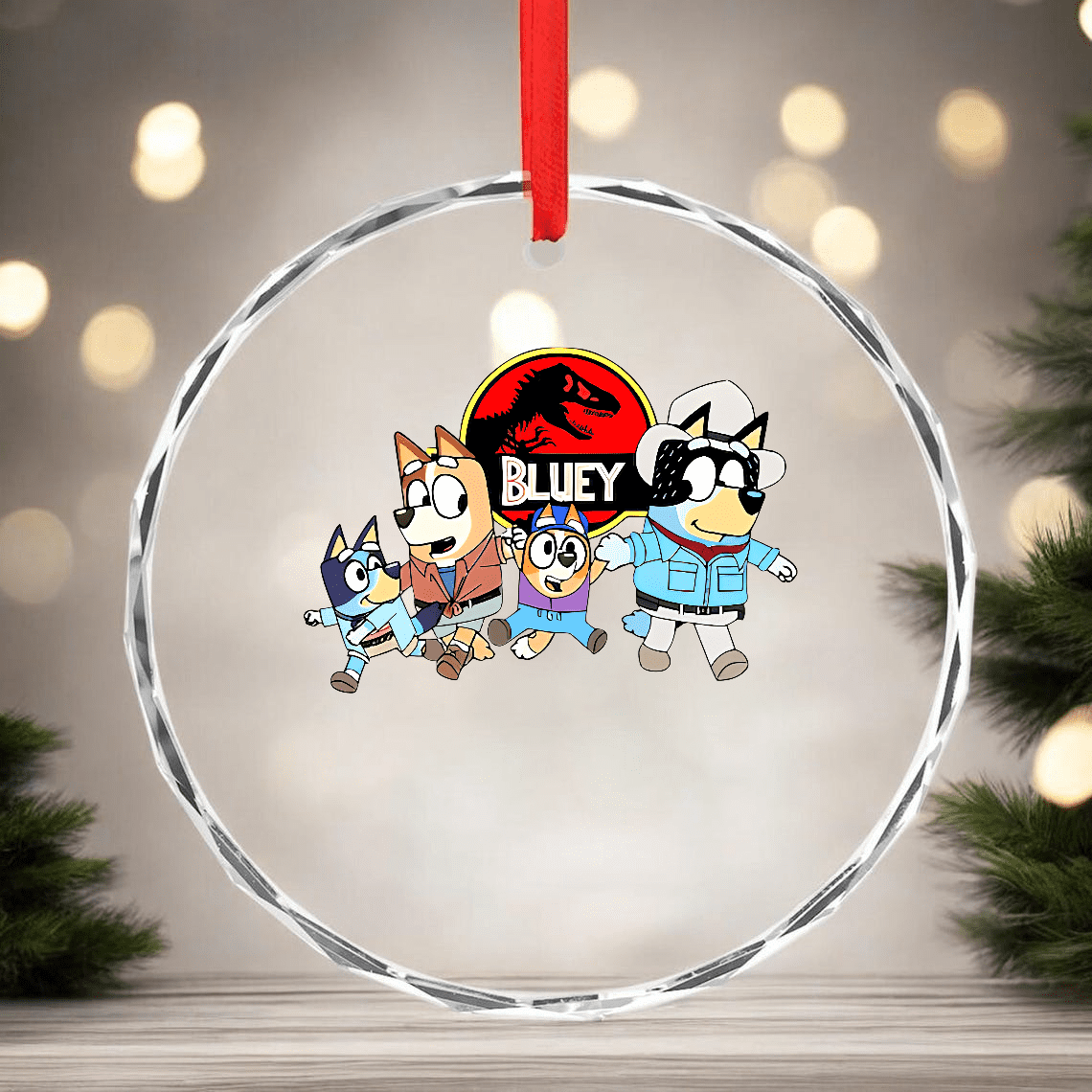 EVERA Jurassic Park Adventures With Bluey Family Ornament, Bluey Family ...