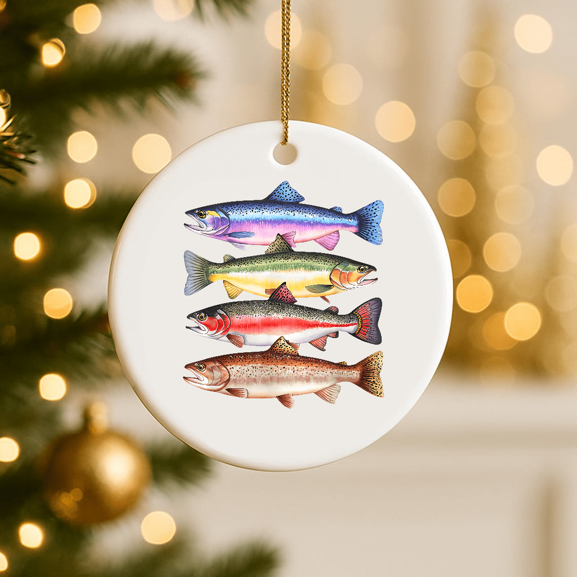 EVERA Juxt Colorful Trout Ornament Abstract River Fish Fly Fishing ...