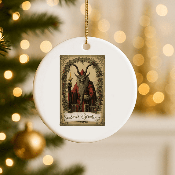 EVERA Krampus Tarot Card Design Chris.Tmas Season Evil Chris.Tmas Ornament 2D FLAT Ceramic ...