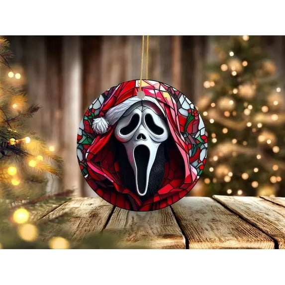 EVERA Look Horror Chris.tmas Ghostface Scream Circle Ornament, Chris ...