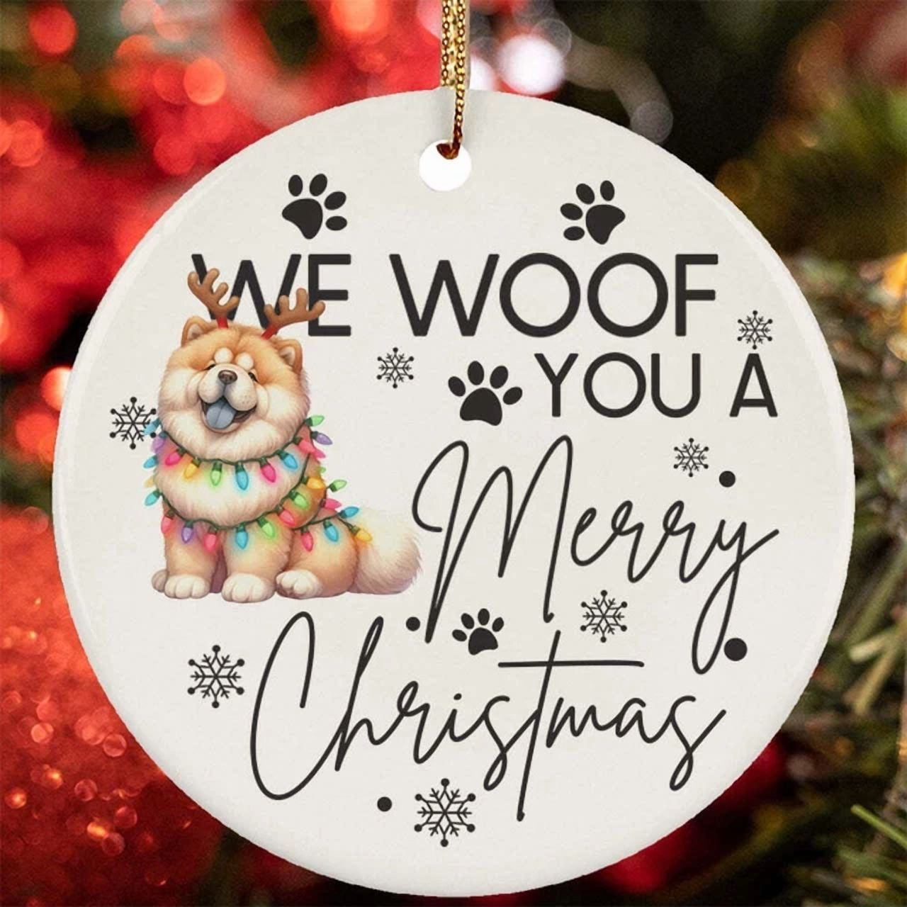 EVERA Merry Chri.Stm.As Chow Chow Dog Woof Xmas Lover Ornament Gift ...