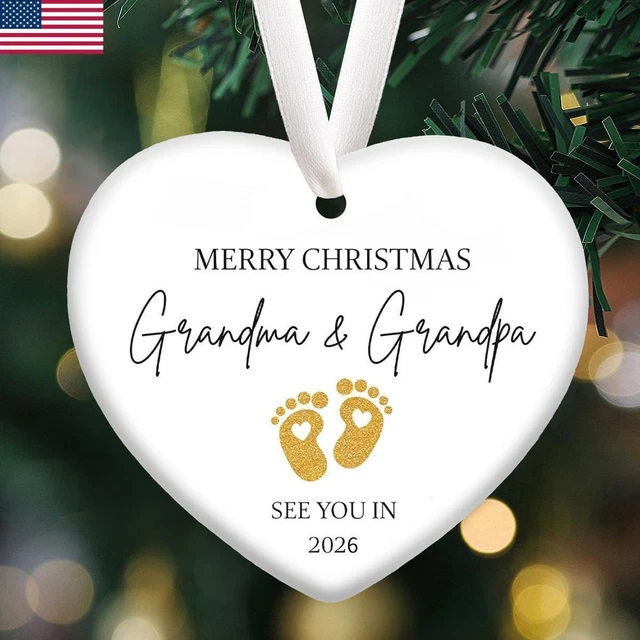 EVERA Merry Chris.tmas Grandma And Grandpa 2026' Heart Ceramic ...