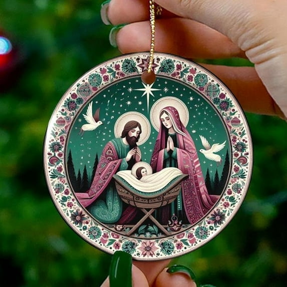 EVERA Nordic Nativity Ornament Holy Family Chris.Tmas Ornament 2D FLAT ...