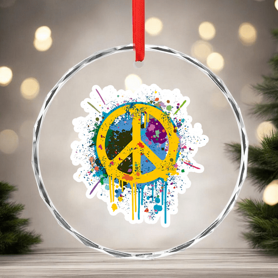 EVERA Peace Sign Splatter Ornament Anniversary Gift, CIRCLE Glass ...
