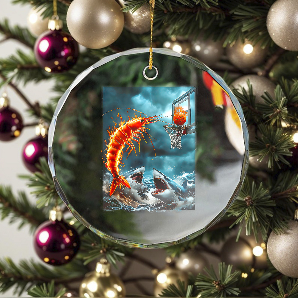 EVERA Shrimp Dunking Sharks Ornament, Playful Ocean Basketball Design ...