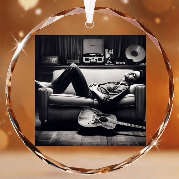 EVERA Sleeping Elvis Ornament Ai Art Design, Chris.Tmas Glass Ornament Anniversary Gift, Glass ...
