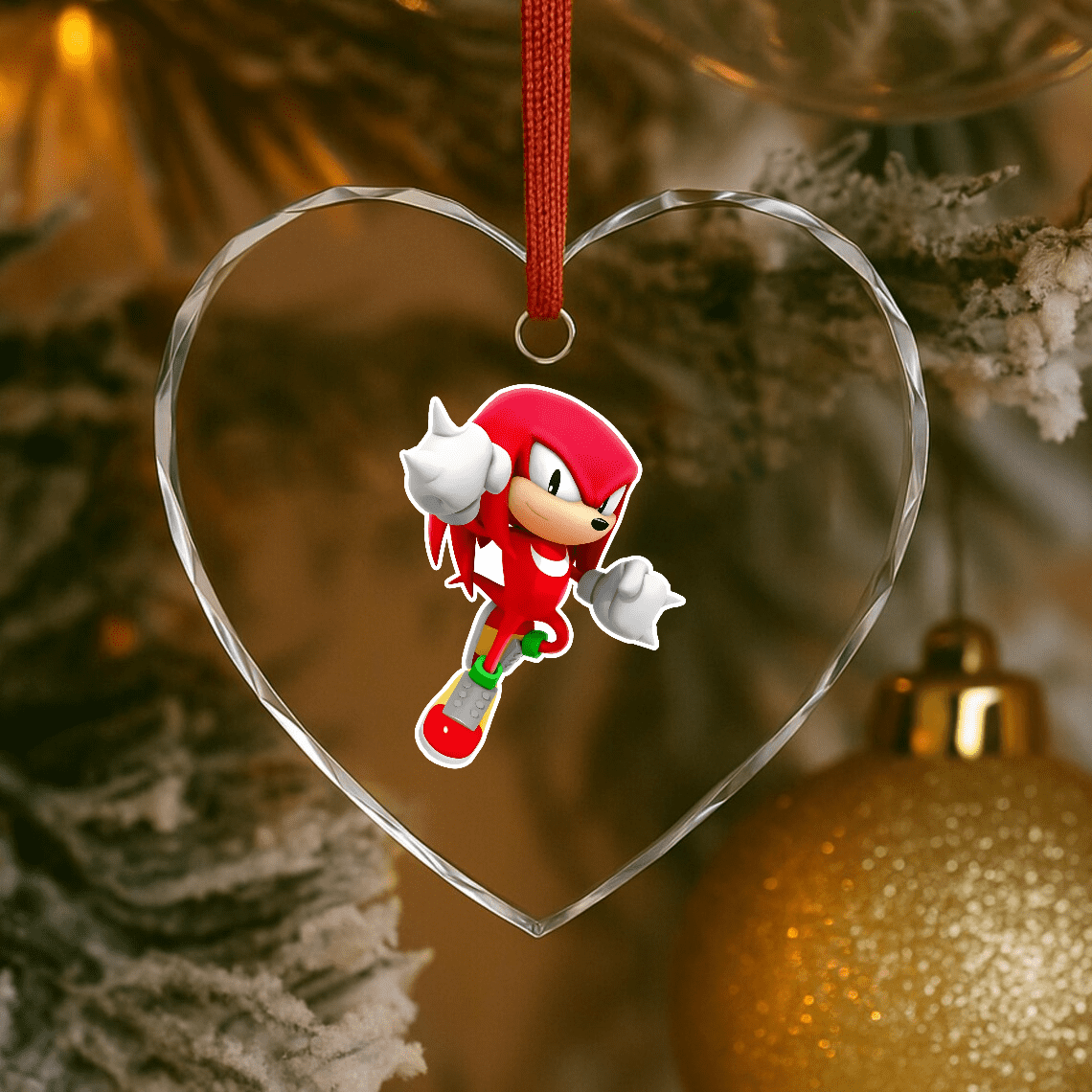 EVERA Sonic The Hedgehogclassic Knuckles Ornament, HEART Glass Ornament ...