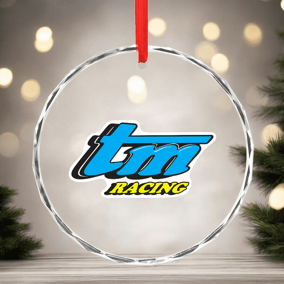 EVERA Tm Racing Logo Ornament Anniversary Gift, CIRCLE Glass Ornament ...