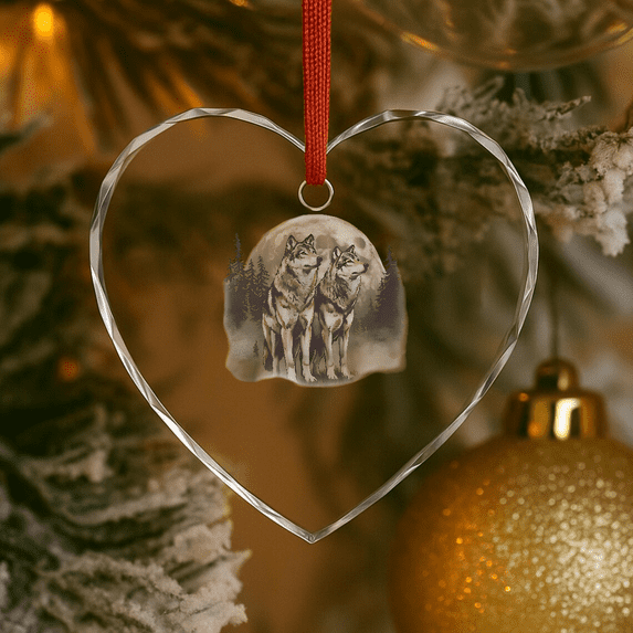 EVERA Wolves Ornament, Moon Wolves, Full Moon 90S Style Wildlife, Wolf ...