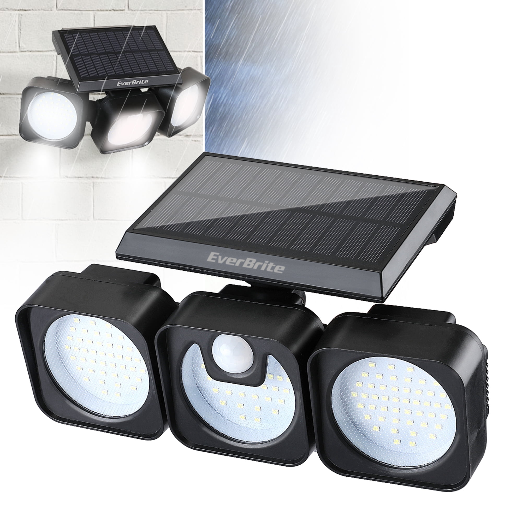 EVERBRITE 132 LED Beads IP65 Waterproof Outdoor Solar Powered Wall ...