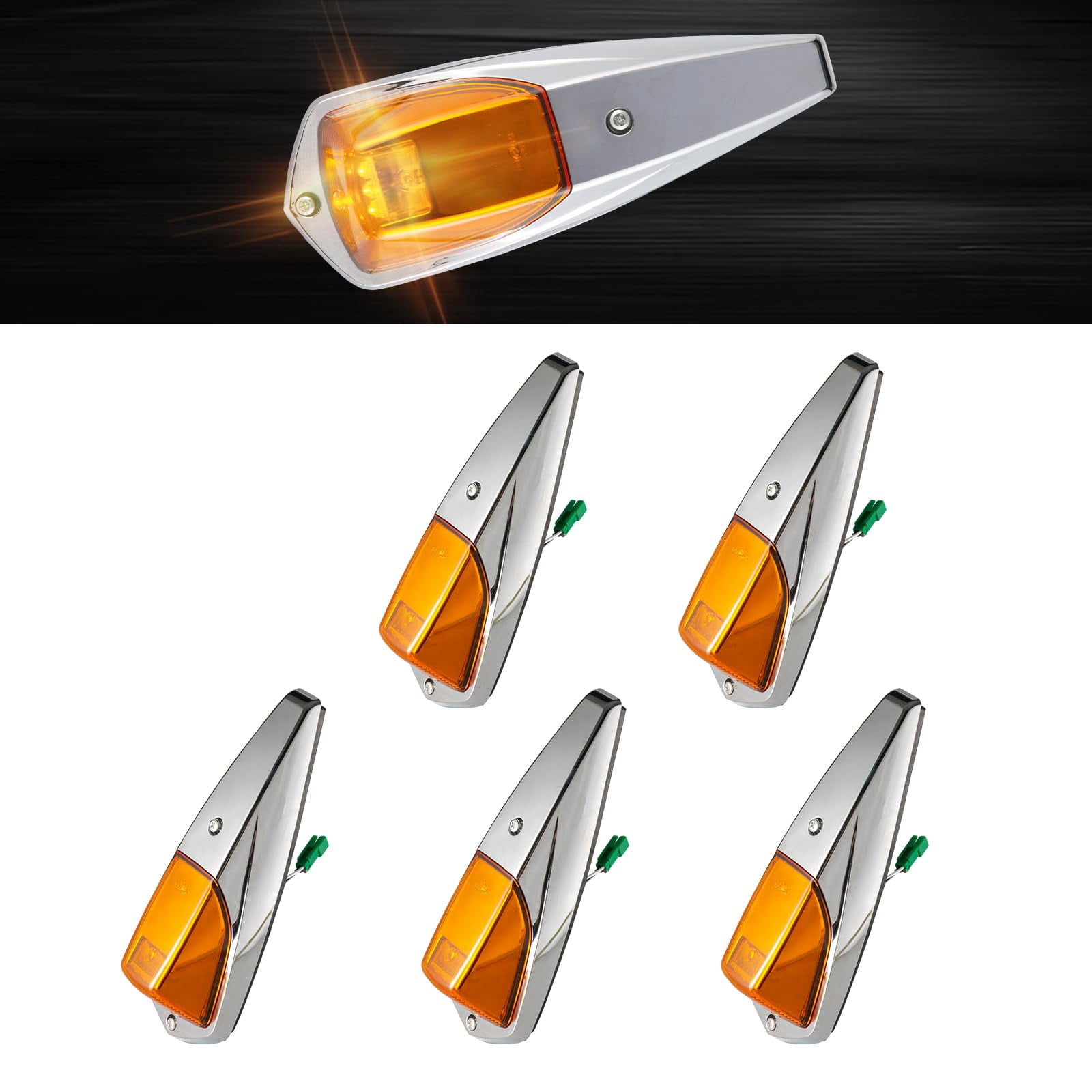 EVERESTHD 5PCS LED Cab KEF16 Roof Marker Light Front Amber Top Roof ...