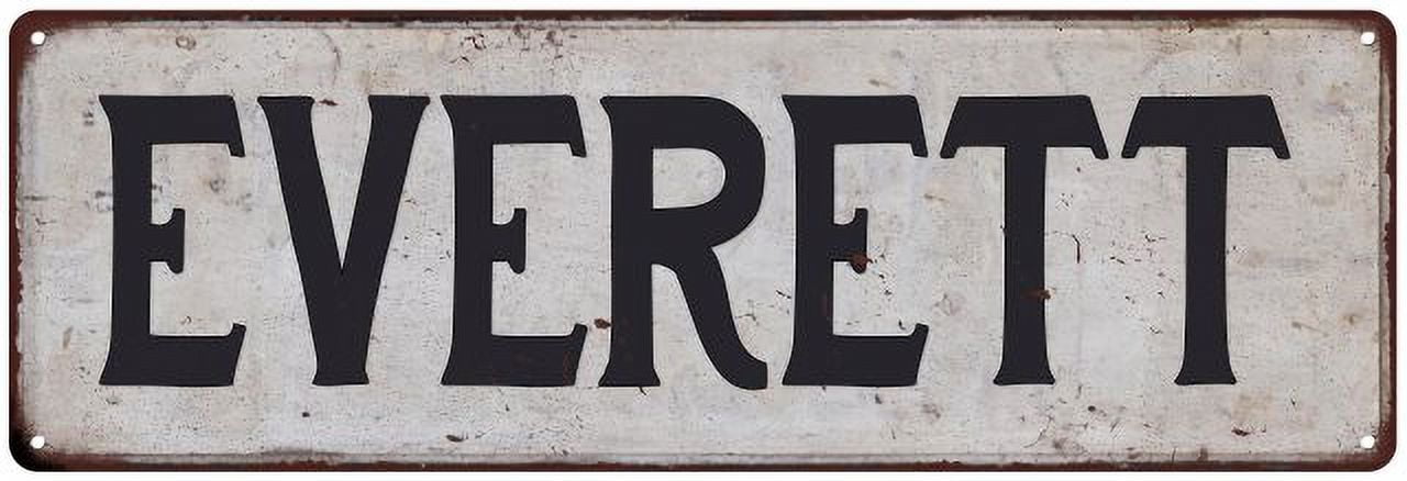 EVERETT Vintage Look Rustic Metal 8x24 Sign City State 108240041109 ...