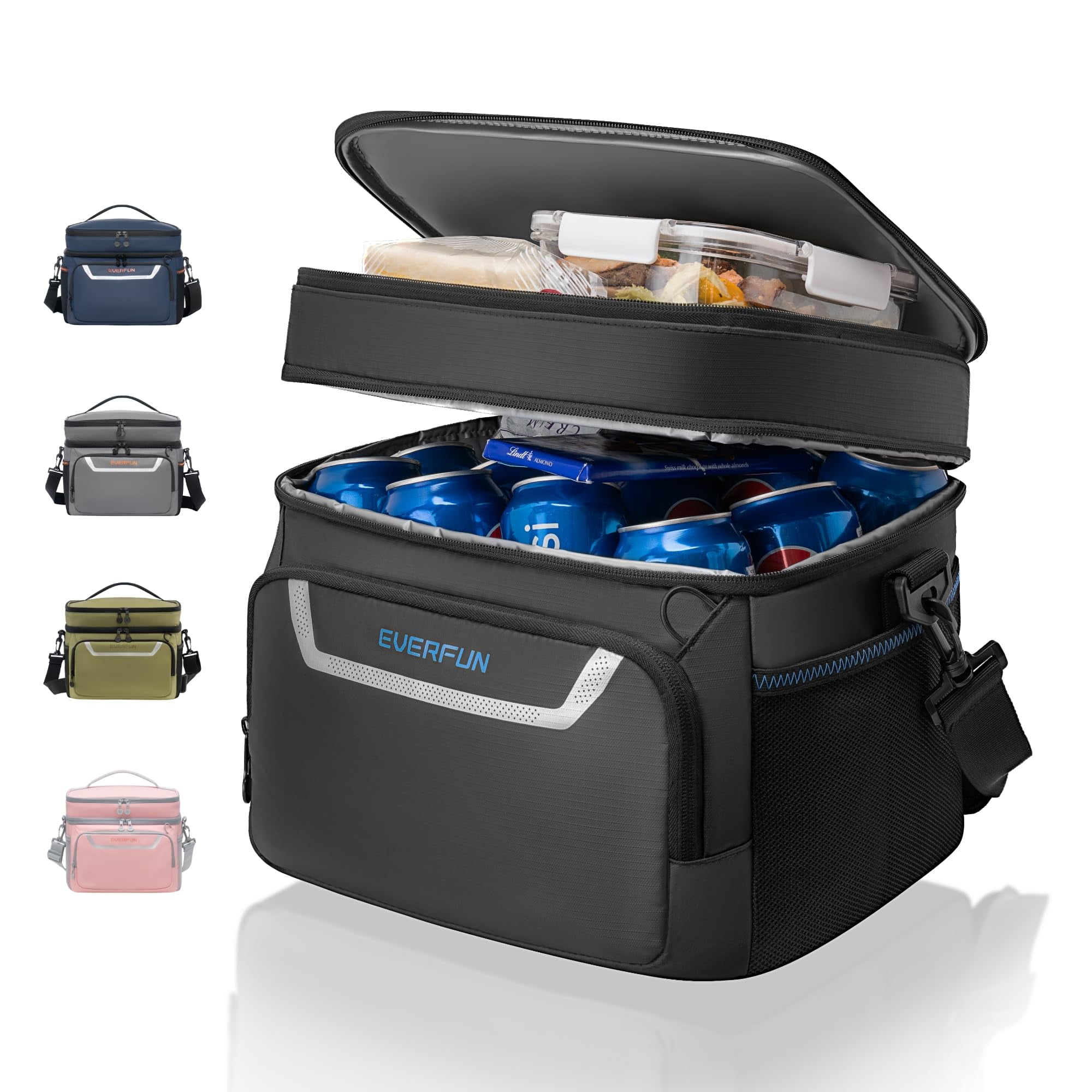 EVERFUN Waterproof Insulated Cooler Bag, 18L Lunch Box for Travel, Work ...