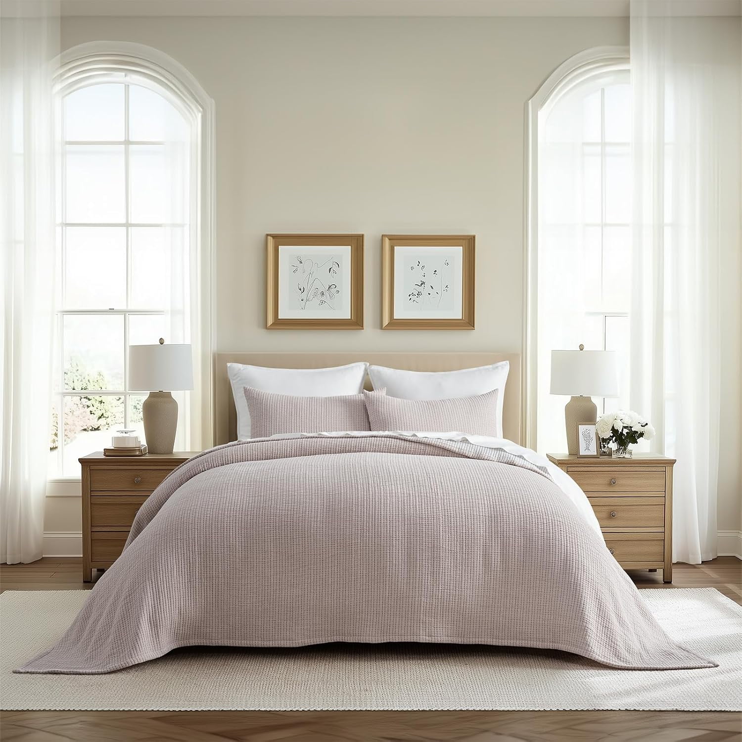 EVERGRACE Cotton Gauze King Bedspread, Ultra Soft Prewashed Pick Stitch ...