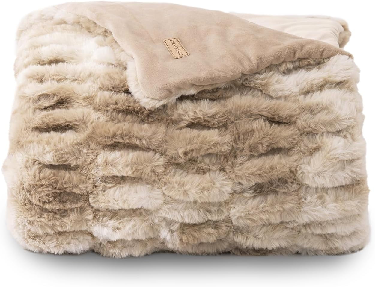 EVERGRACE Luxurious Soft Faux Rabbit Fur Throw Blanket, Cozy Fuzzy ...