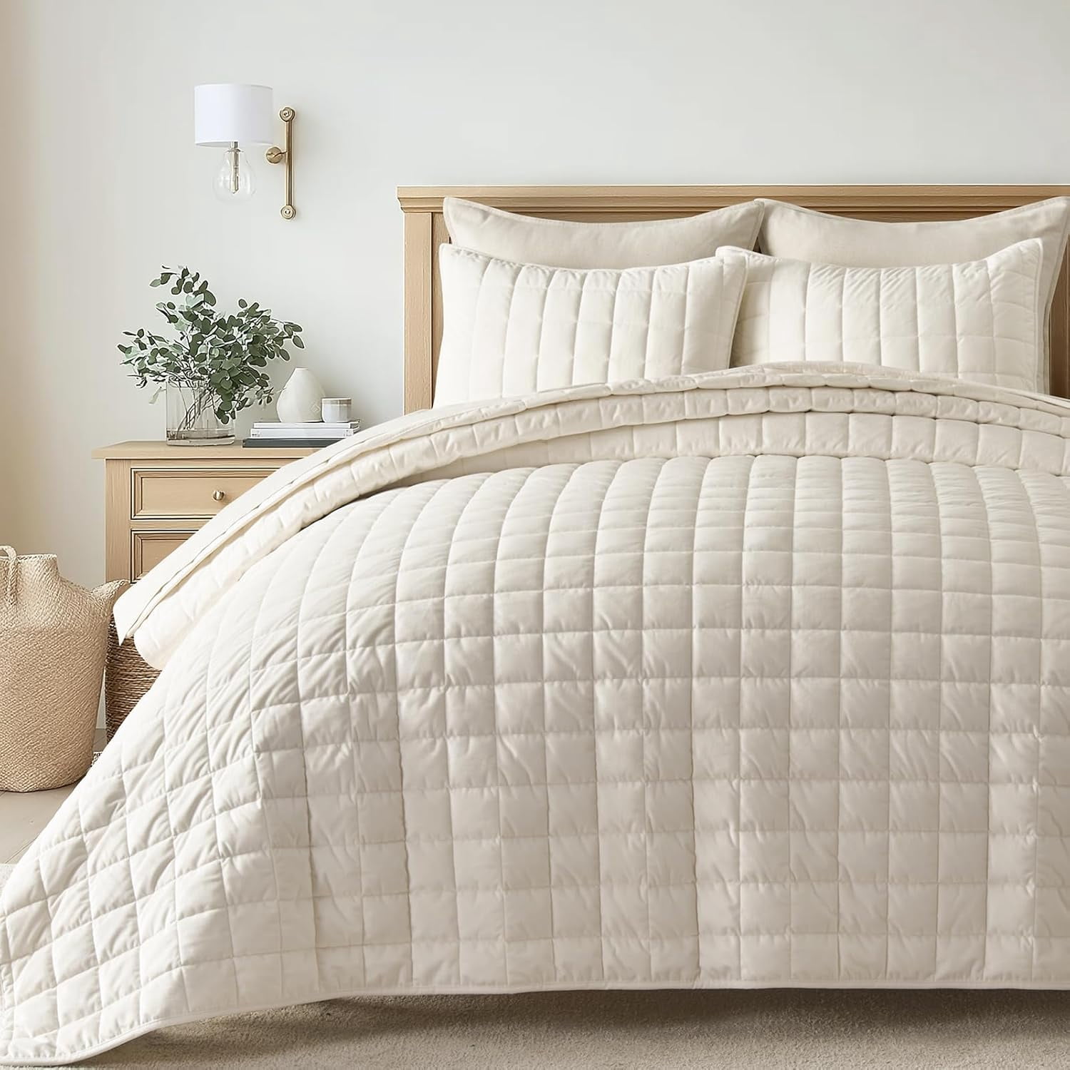 EVERGRACE Pearl Velvet Quilt Set Full Queen Size, Luxurious Soft Velvet ...