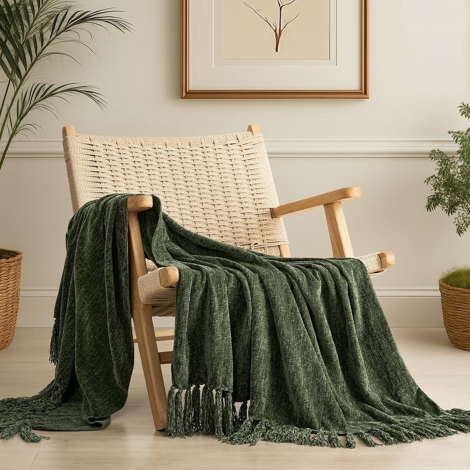 EVERGRACE Soft Chenille Throw Blanket for Couch, Cozy Plush Fuzzy ...