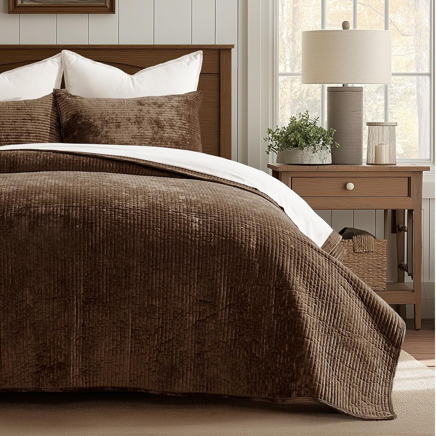 EVERGRACE Velvet Quilt Set Queen Size, Luxurious Soft Quilted Bedding ...