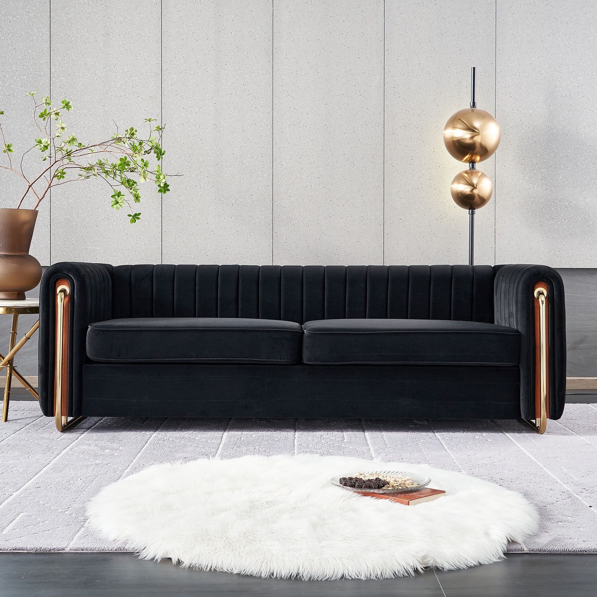 EVERGRATE FURNITURE Modern Velvet Sofa for Living Room, 84 Inches Long ...
