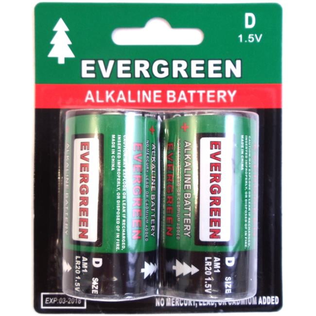 EVERGREEN 2 PACK D CELL ALKALINE BATTERY - Walmart.com