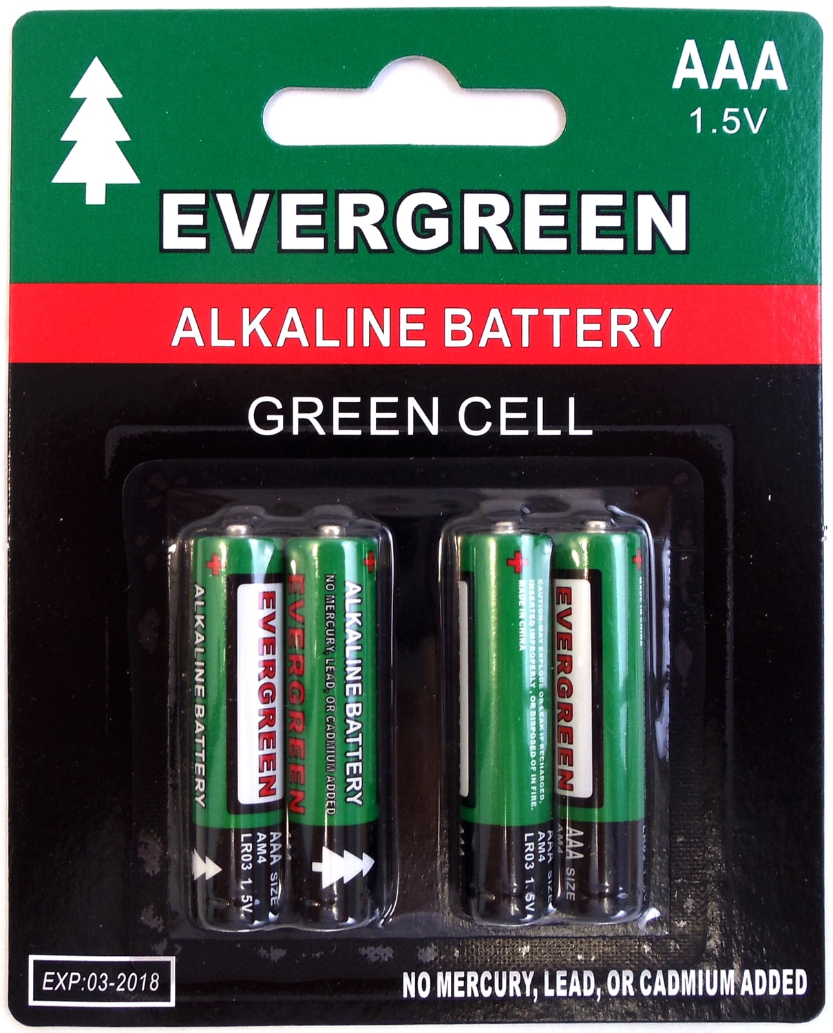 EVERGREEN 4 PACK AAA CELL ALKALINE BATTERY - Walmart.com