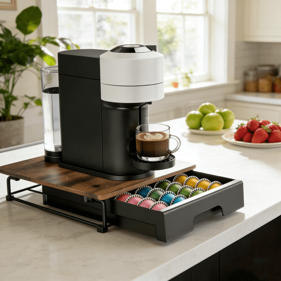 EVERIE Wooden Coffee Pod Storage Drawer Holder Compatible with ...