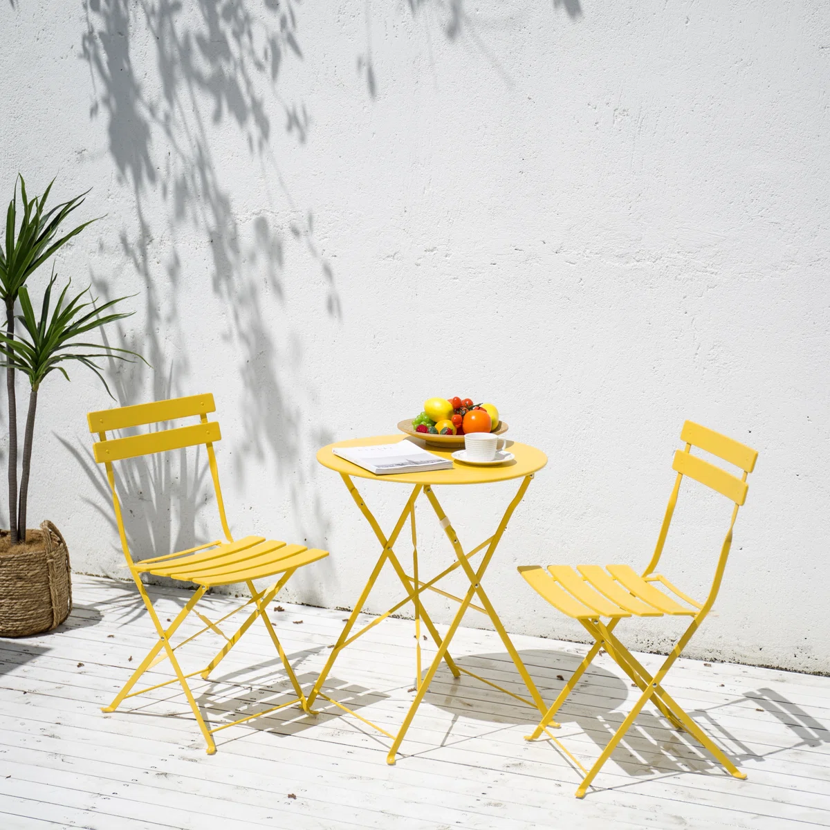 EVERITE 2-Piece Outdoor Metal Dining Set,Round Table for Patio ...