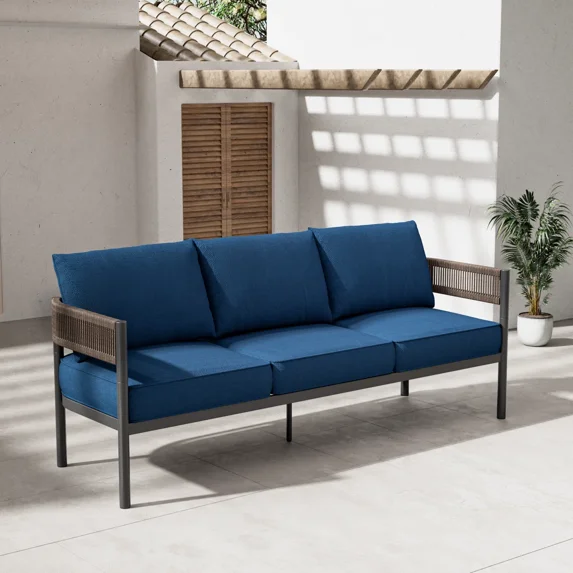 EVERITE 3-Person Wicker Outdoor Sofa ,Heavy-Duty Weather-Resistant ...