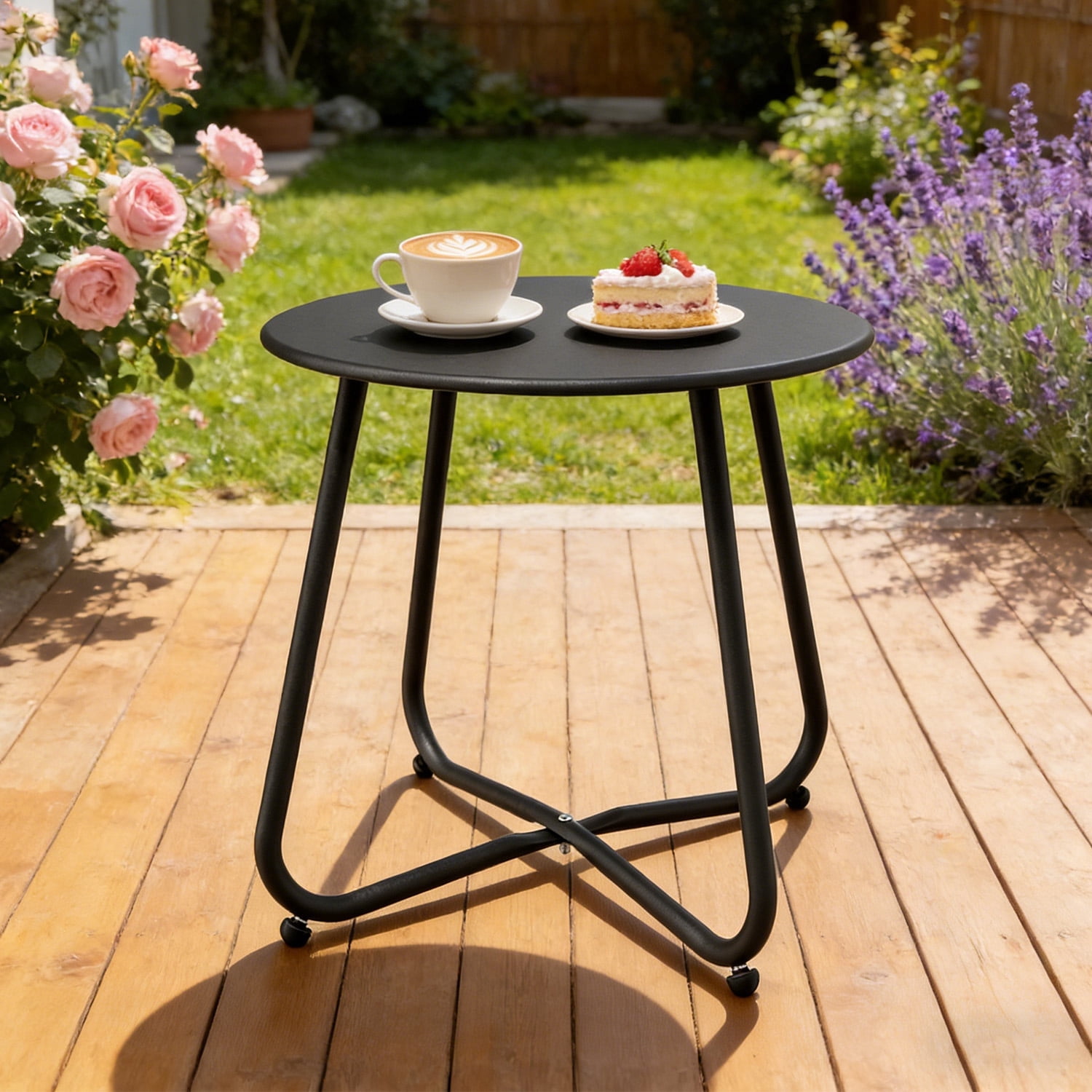 EVERITE Outdoor&Indoor Steel Patio Side Table, Weather Resistant ...